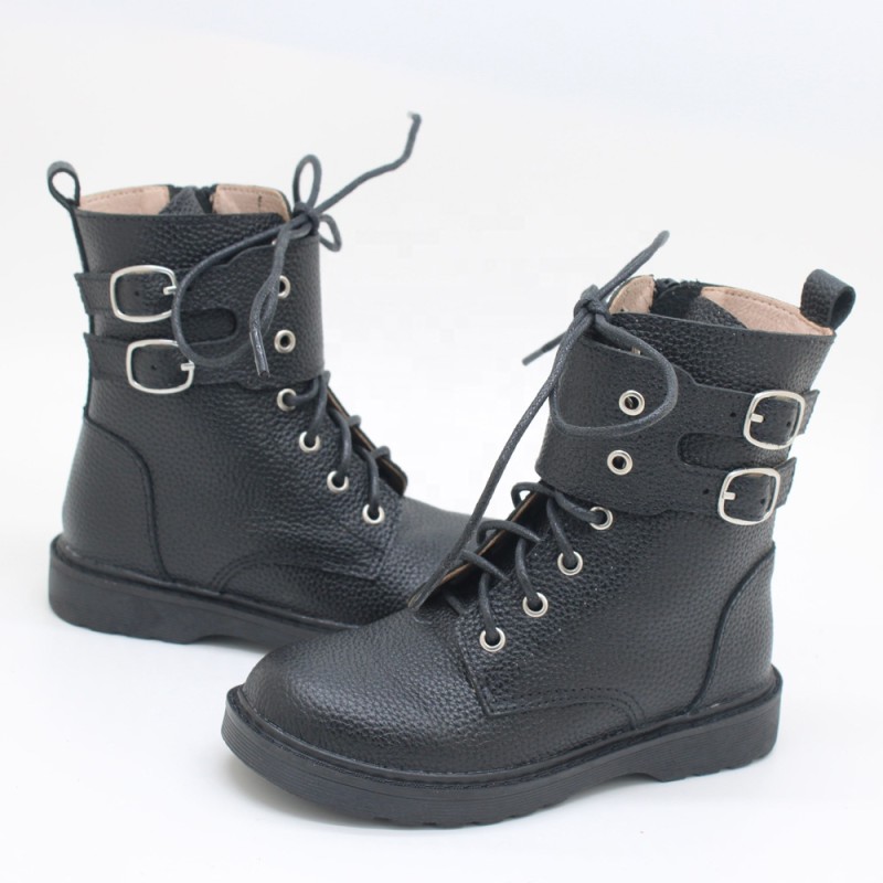 2023 Black Genuine Leather Children Girls Fancy Boots